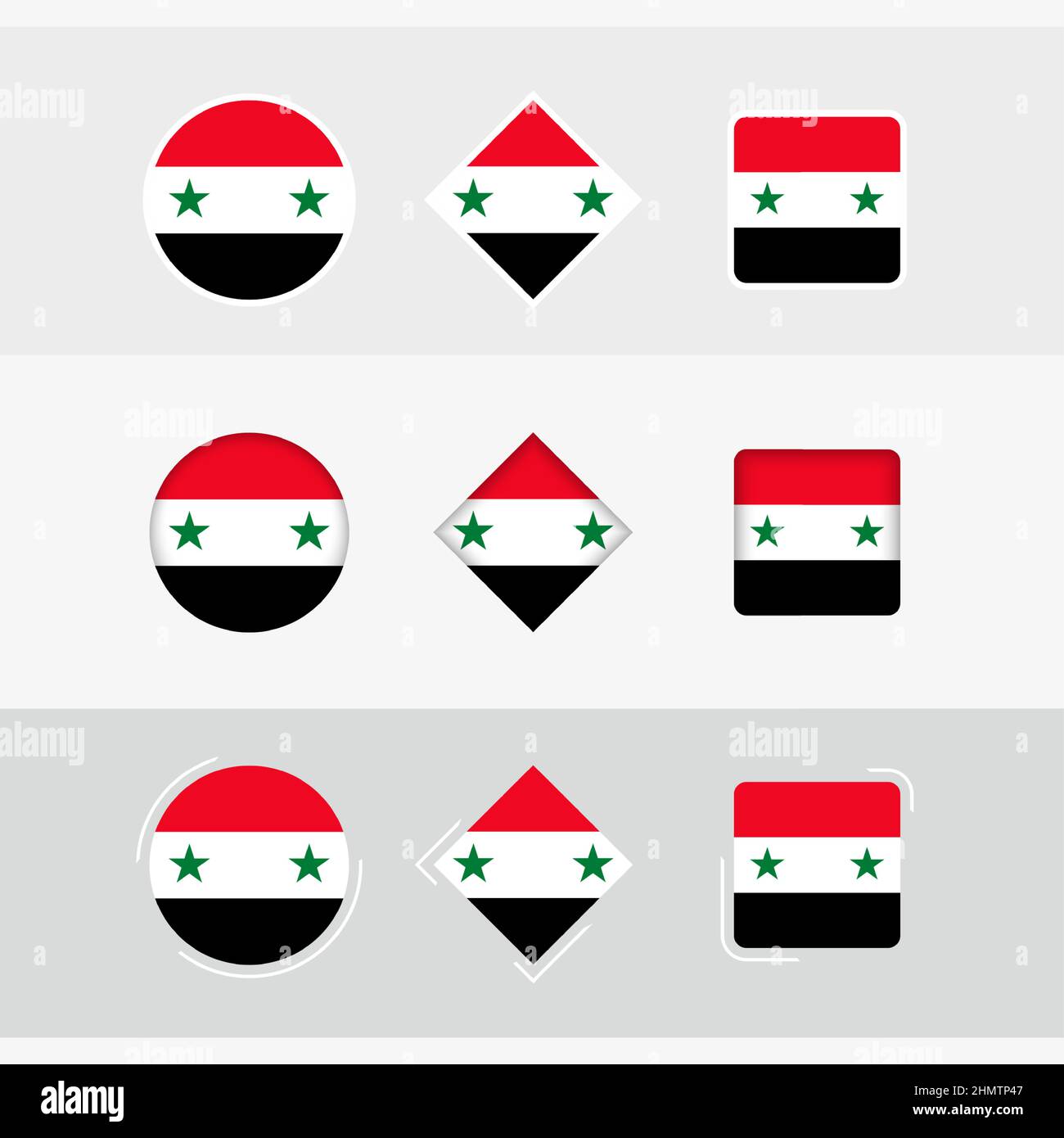 Syria flag icons set, vector flag of Syria. Three versions of icon ...