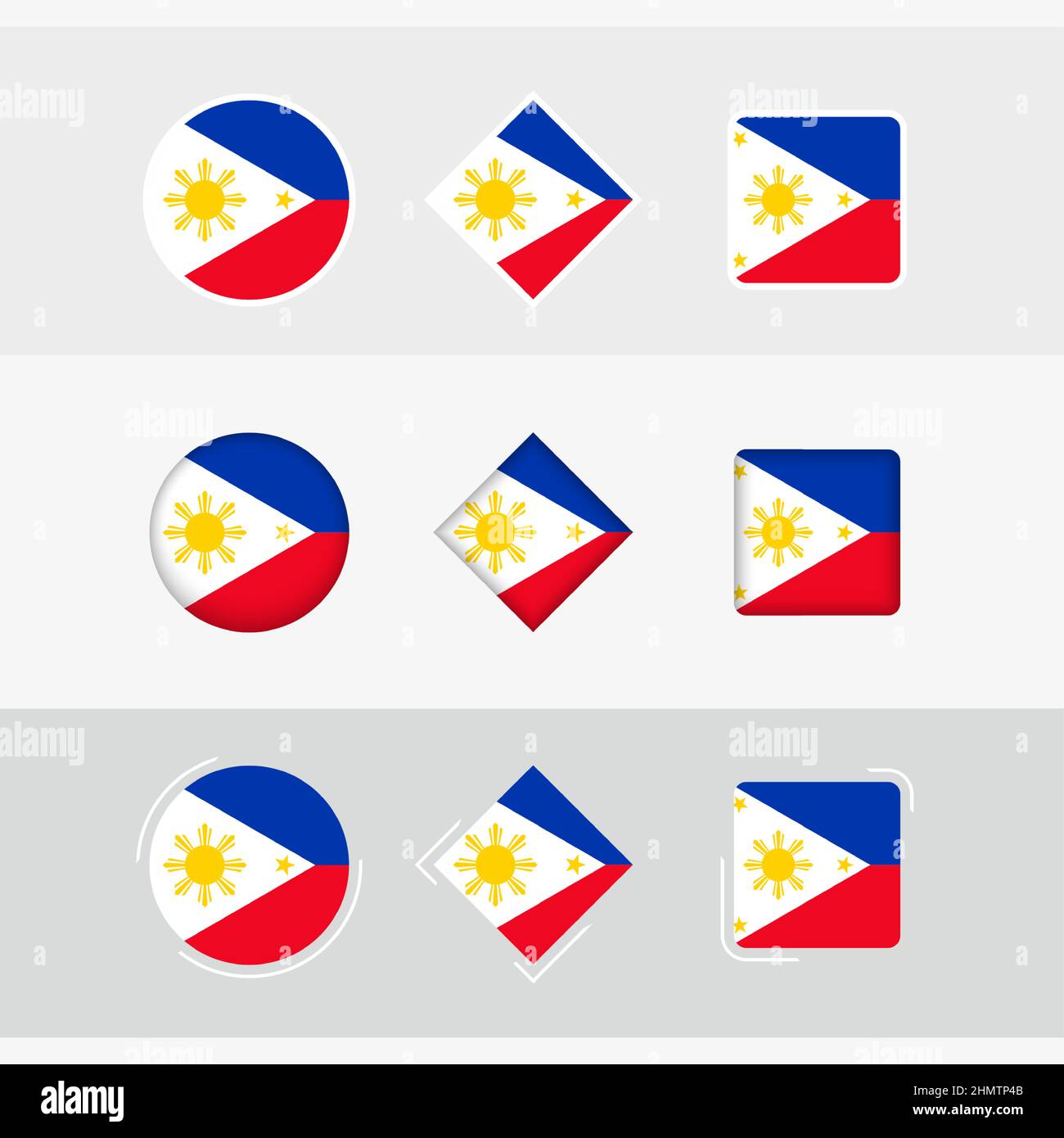 Philippines flag icons set, vector flag of Philippines. Three versions ...