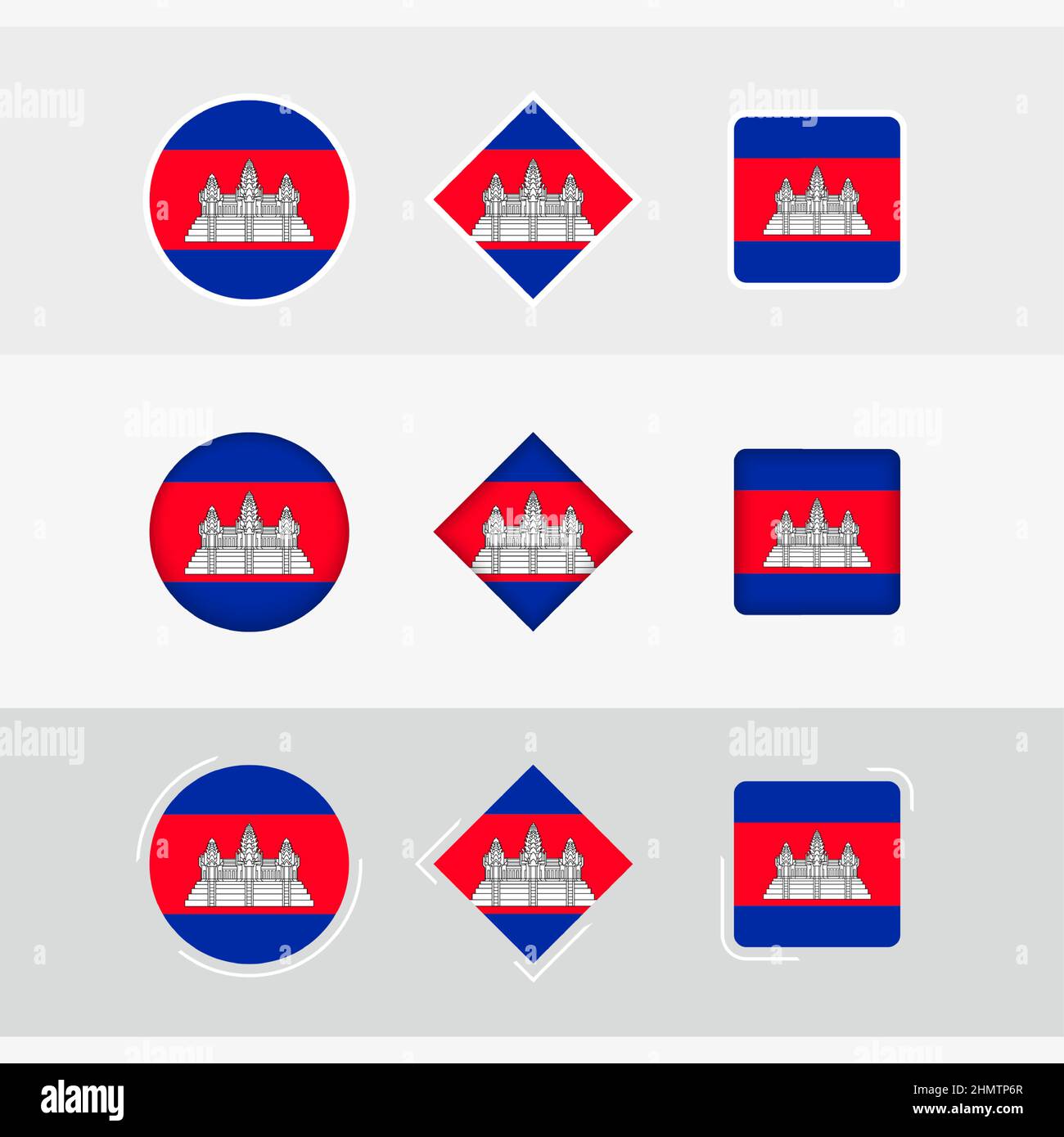 Cambodia flag icons set, vector flag of Cambodia. Three versions of icon Stock Vector Image ...