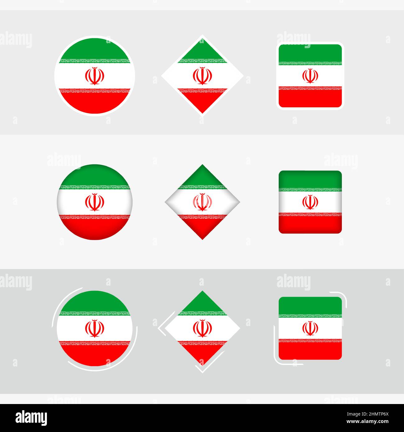 Iran flag icons set, vector flag of Iran. Three versions of icon Stock Vector Image & Art - Alamy