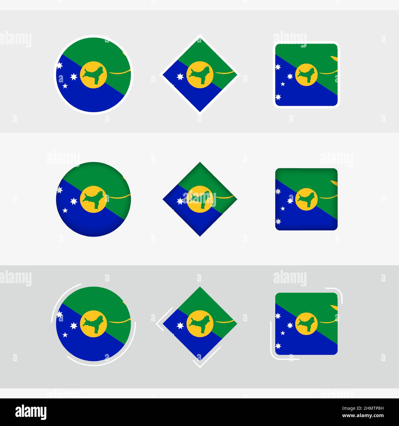 Christmas Island flag icons set, vector flag of Christmas Island. Three versions of icon Stock ...