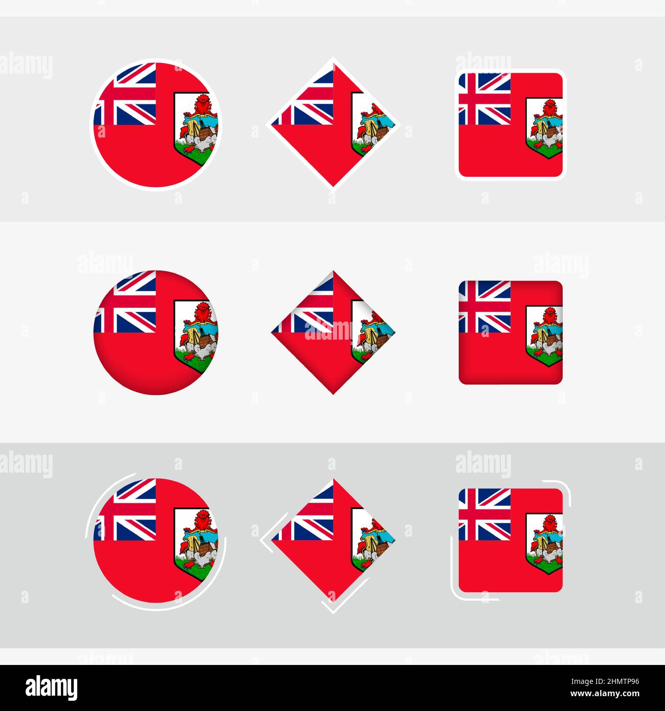 Bermuda flag icons set, vector flag of Bermuda. Three versions of icon ...