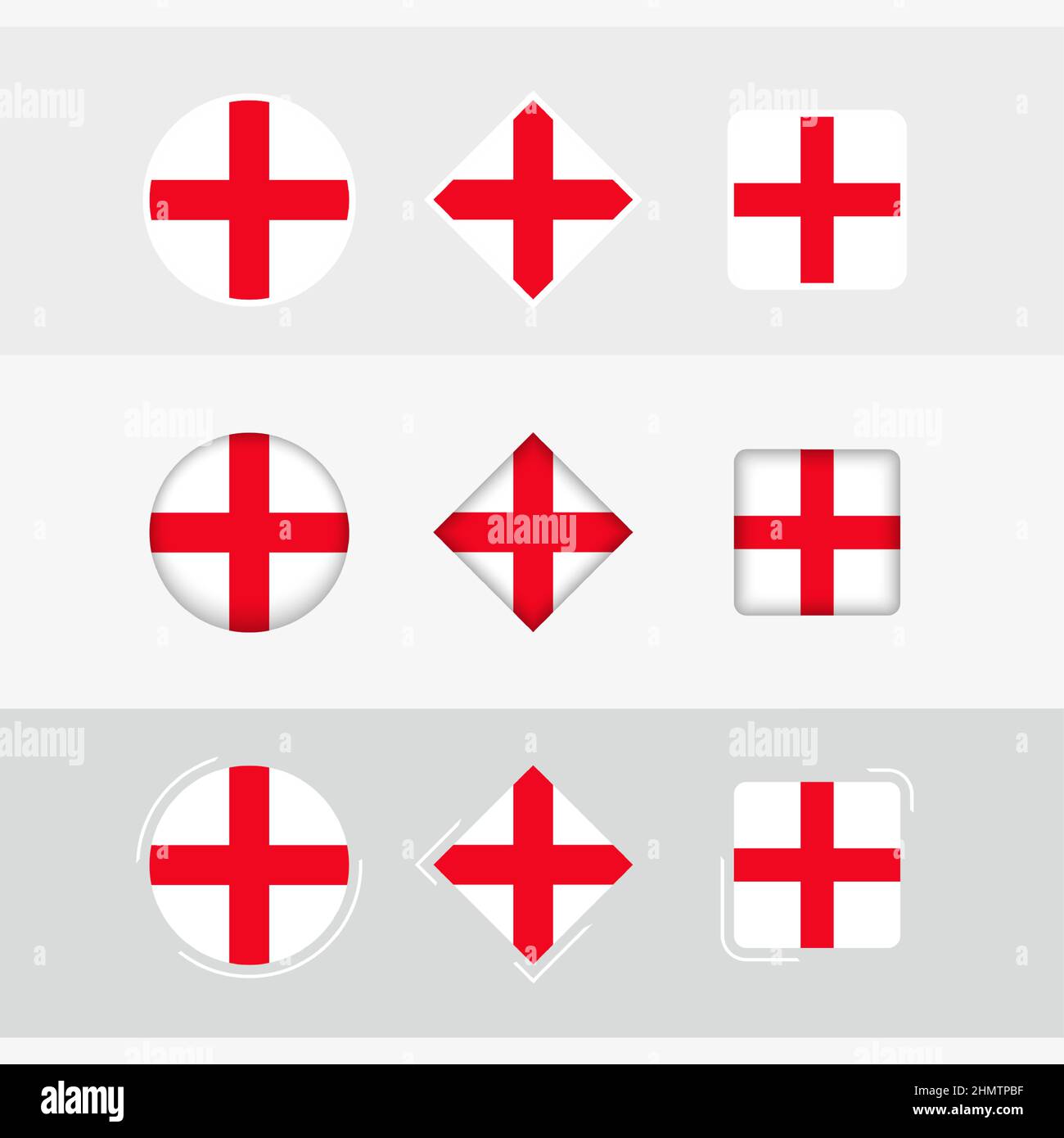 England flag icons set, vector flag of England. Three versions of icon ...