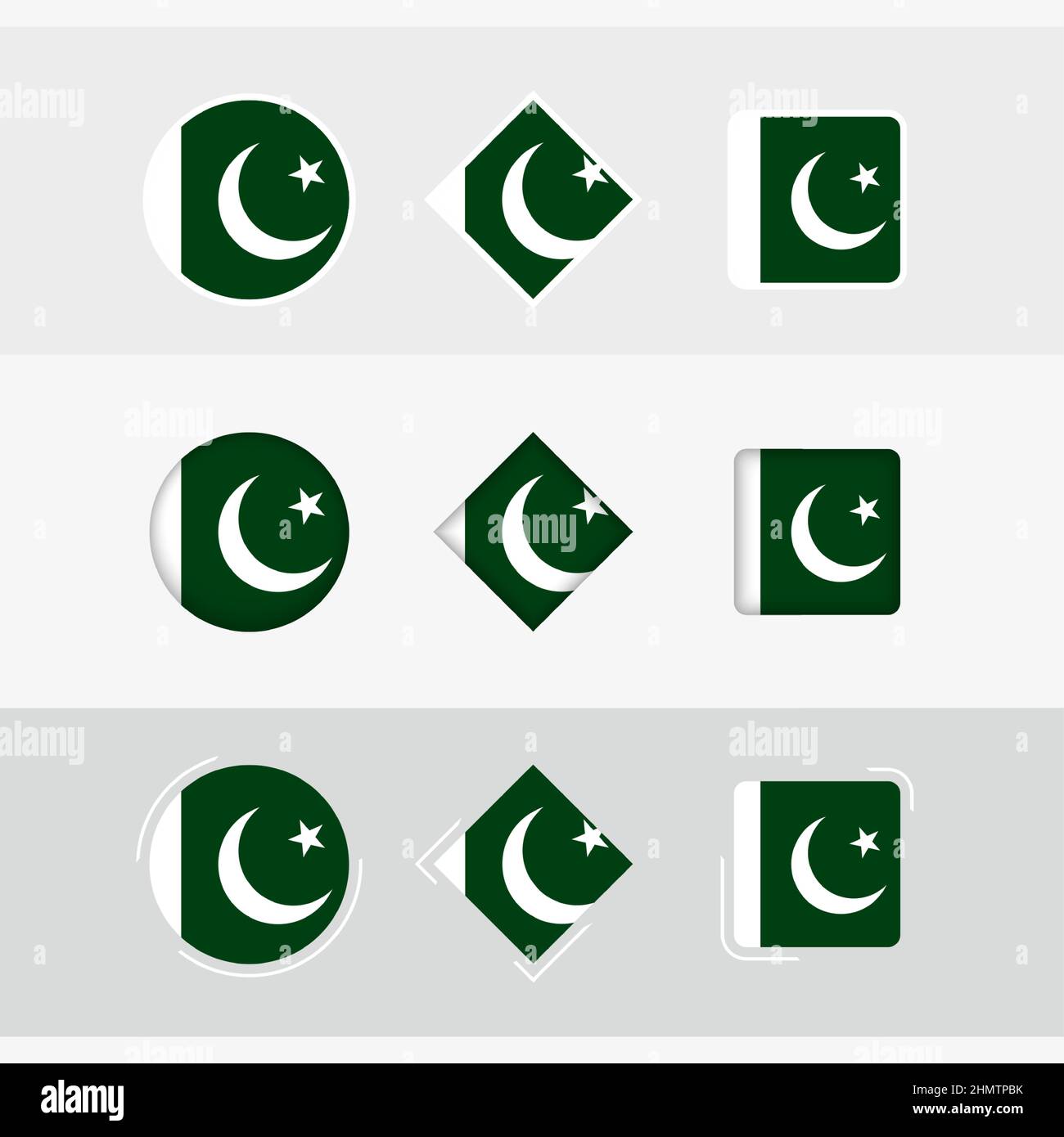 Pakistan flag icons set, vector flag of Pakistan. Three versions of ...