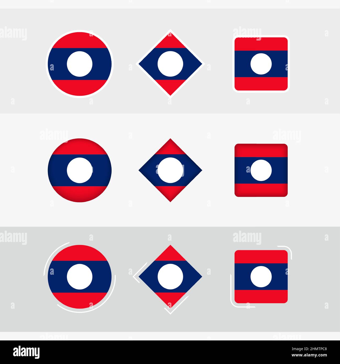 Laos flag icons set, vector flag of Laos. Three versions of icon Stock ...