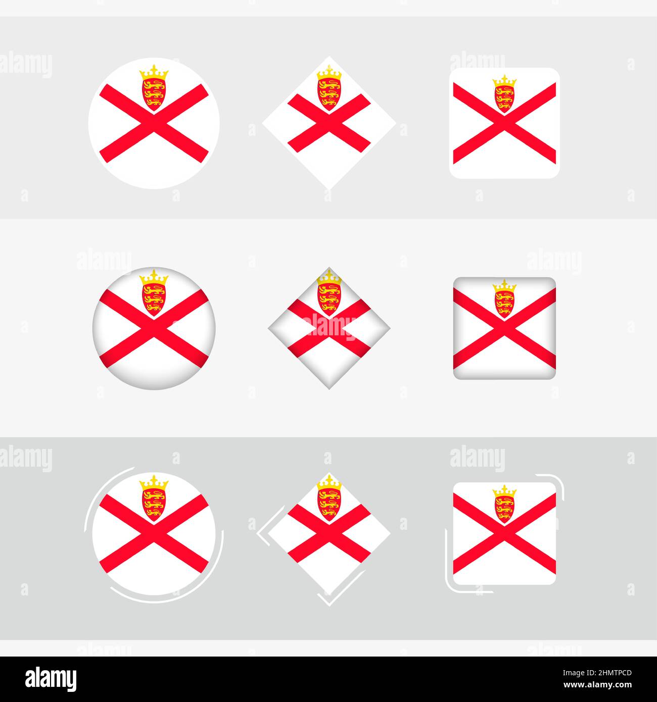 Jersey flag icons set, vector flag of Jersey. Three versions of icon ...