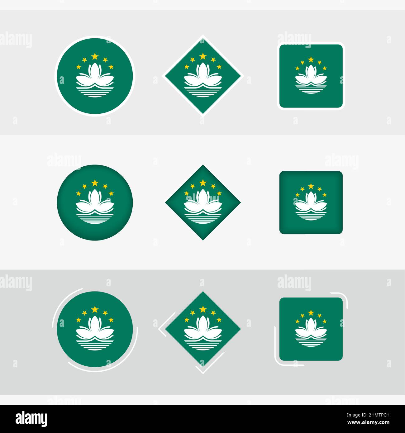 Macau flag icons set, vector flag of Macau. Three versions of icon ...