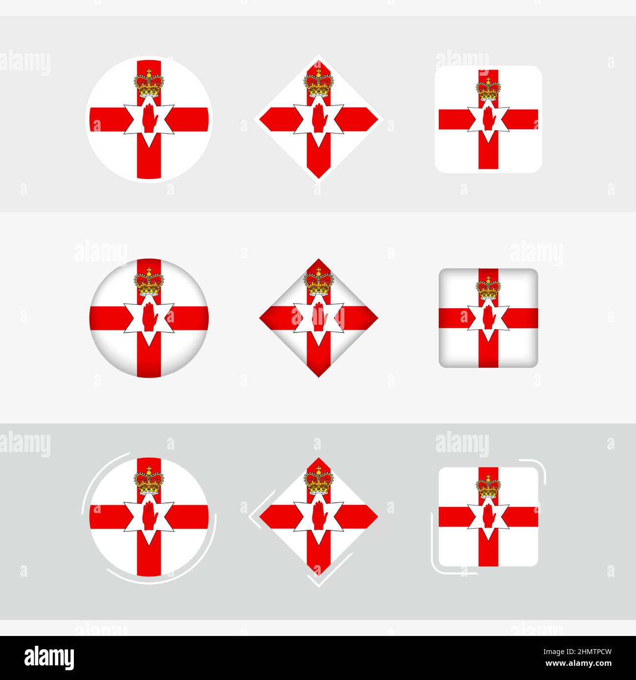 Northern Ireland flag icons set, vector flag of Northern Ireland. Three ...
