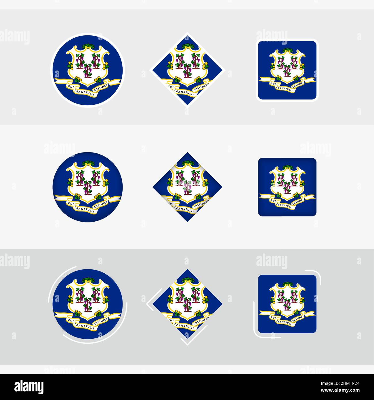 Connecticut flag icons set, vector flag of Connecticut. Three versions ...