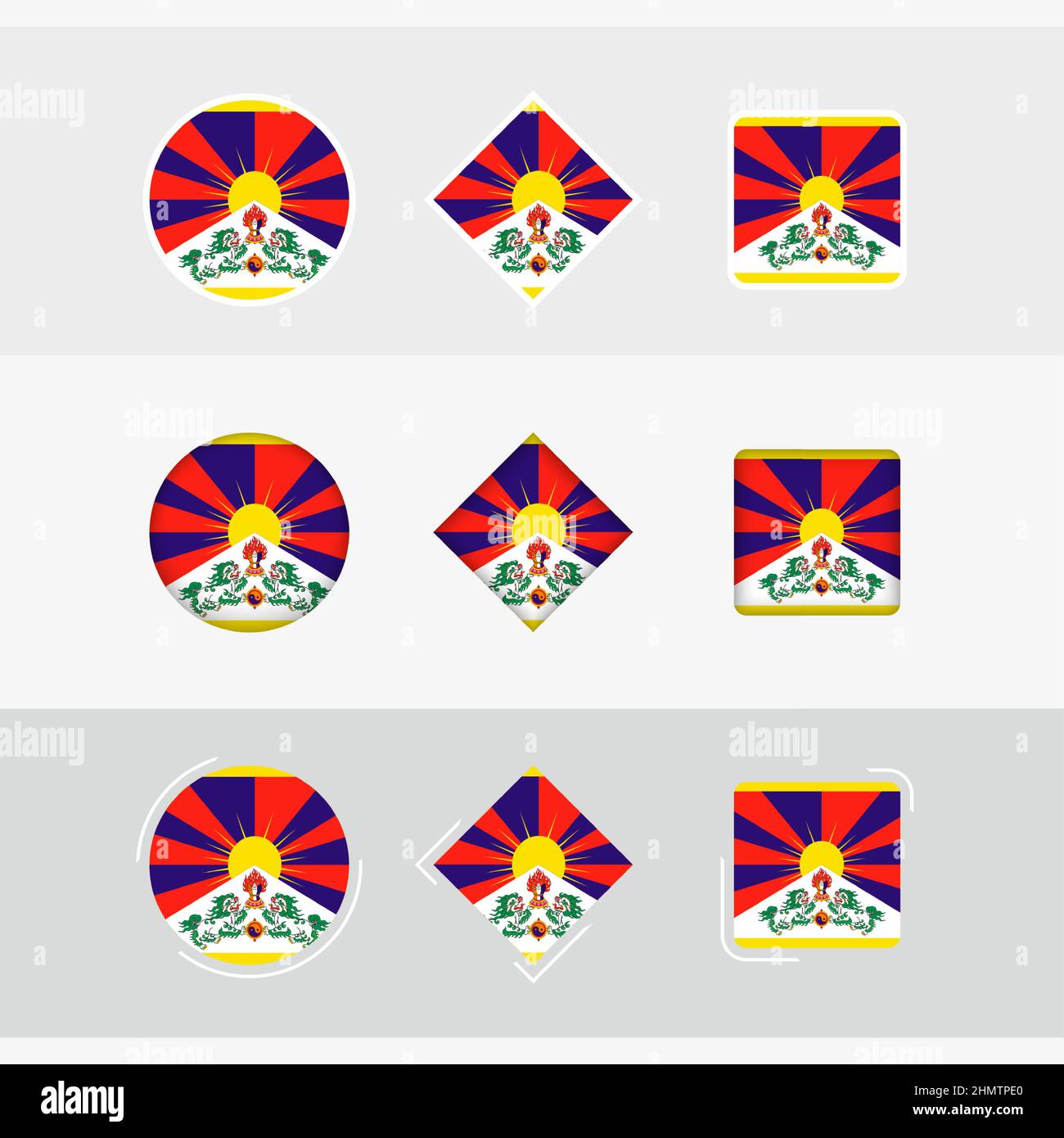 Tibet flag icons set, vector flag of Tibet. Three versions of icon ...