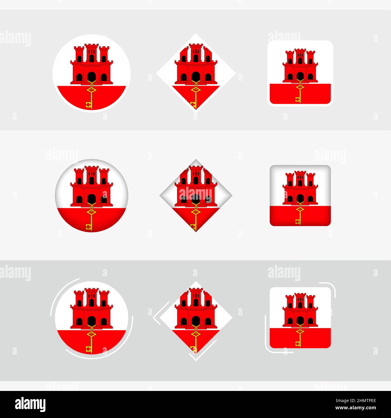 Gibraltar flag icons set, vector flag of Gibraltar. Three versions of ...