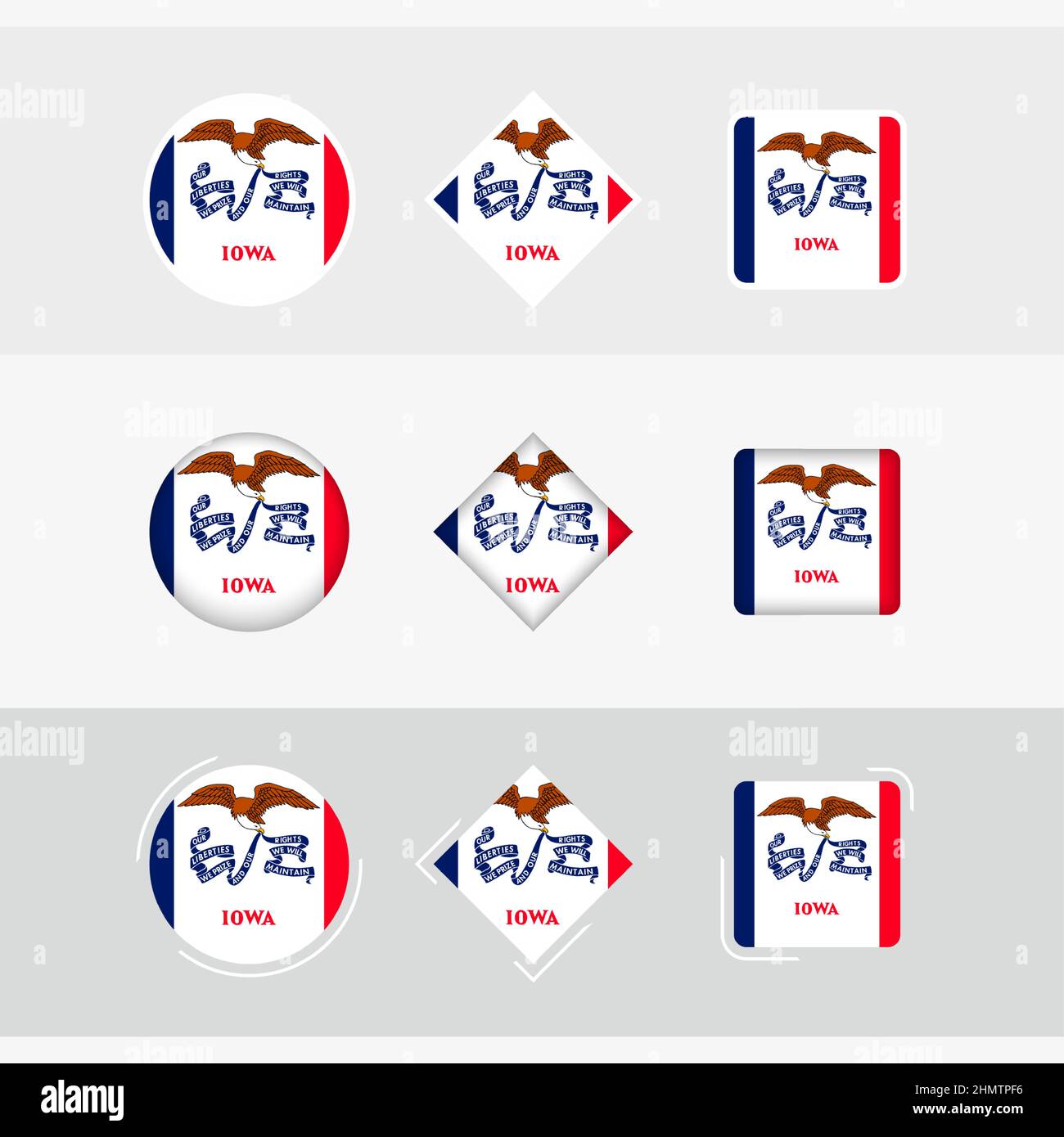Iowa flag icons set, vector flag of Iowa. Three versions of icon Stock ...