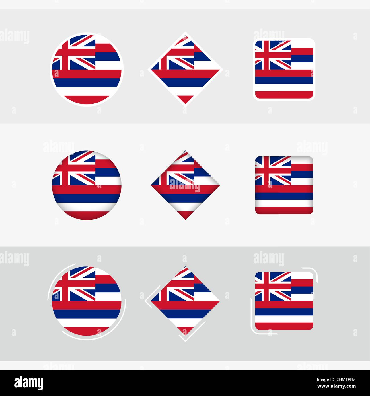 Hawaii flag icons set, vector flag of Hawaii. Three versions of icon ...