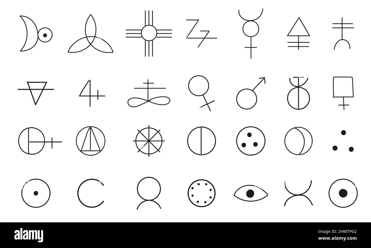 A large set of various magical symbols and signs. Esoteric elements ...