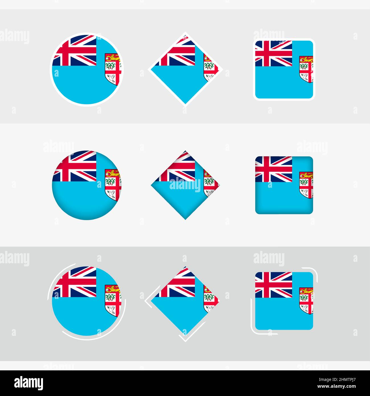Fiji flag icons set, vector flag of Fiji. Three versions of icon Stock ...