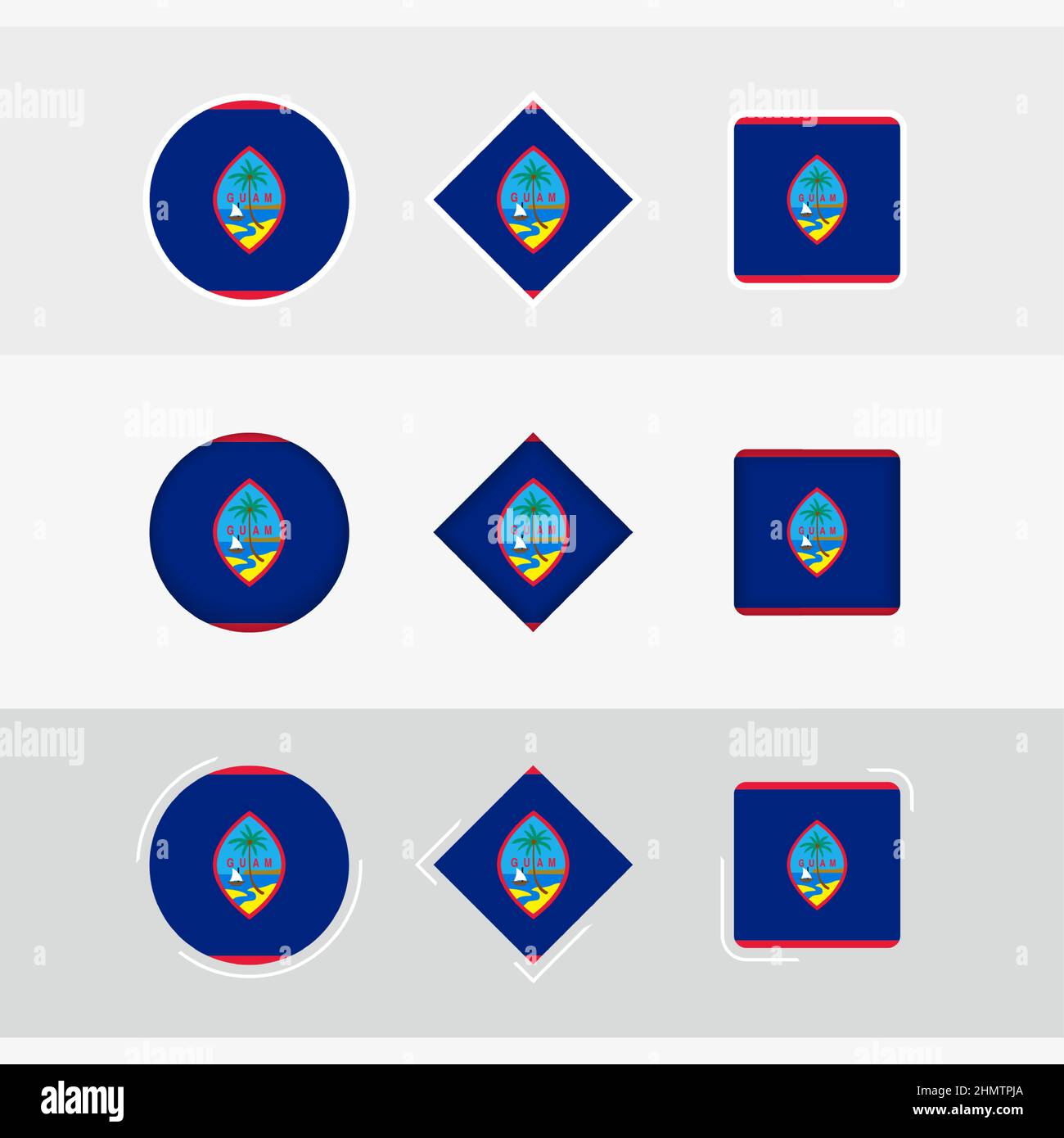 Guam flag icons set, vector flag of Guam. Three versions of icon Stock ...
