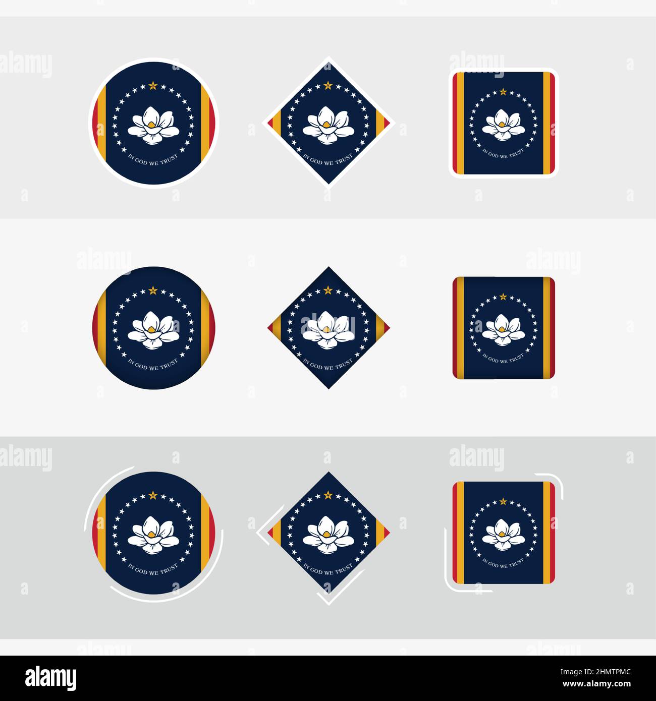 Mississippi flag icons set, vector flag of Mississippi. Three versions ...