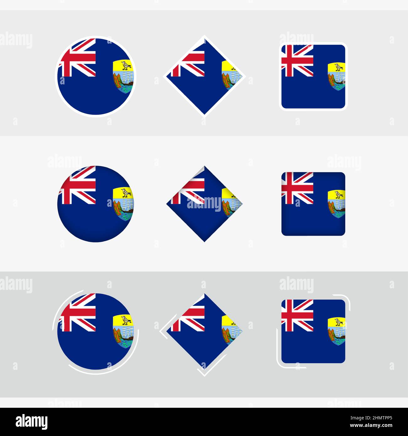 Saint Helena flag icons set, vector flag of Saint Helena. Three ...