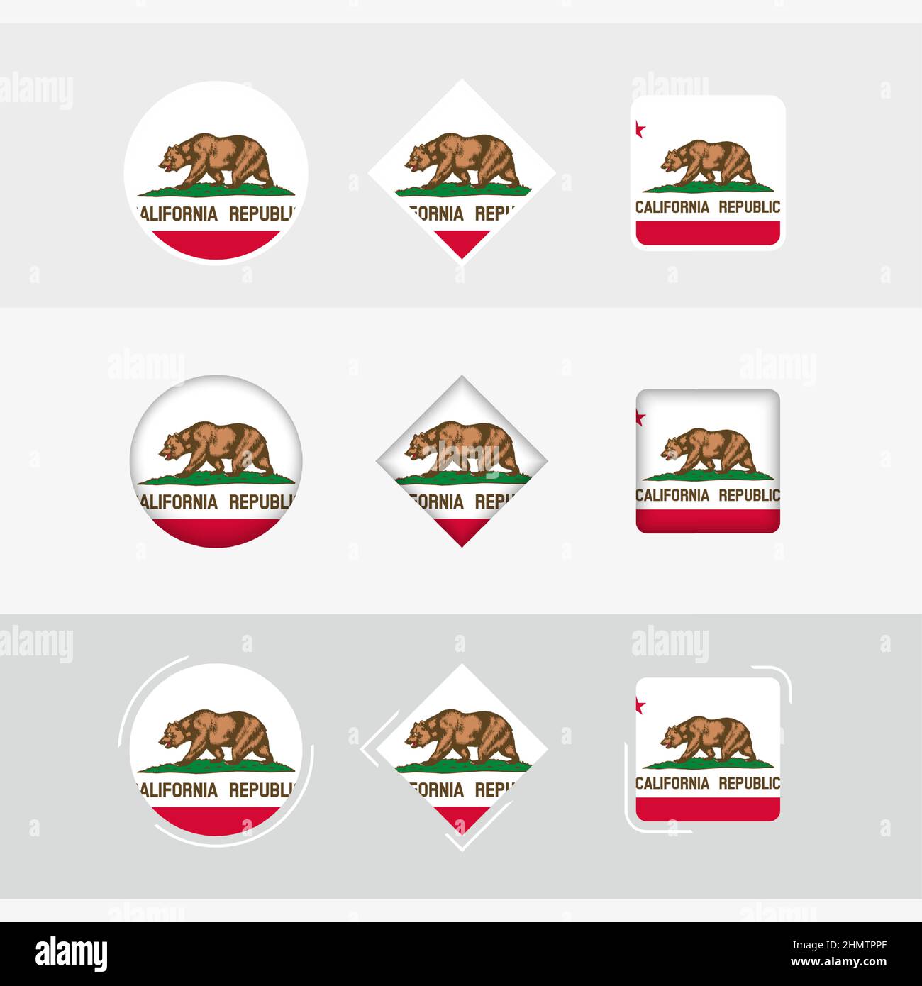 California flag icons set, vector flag of California. Three versions of ...