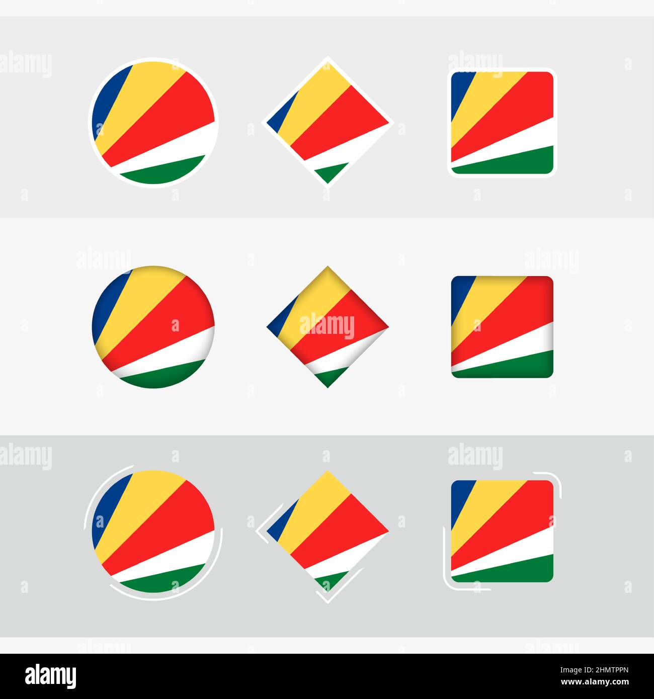 Seychelles flag icons set, vector flag of Seychelles. Three versions of ...