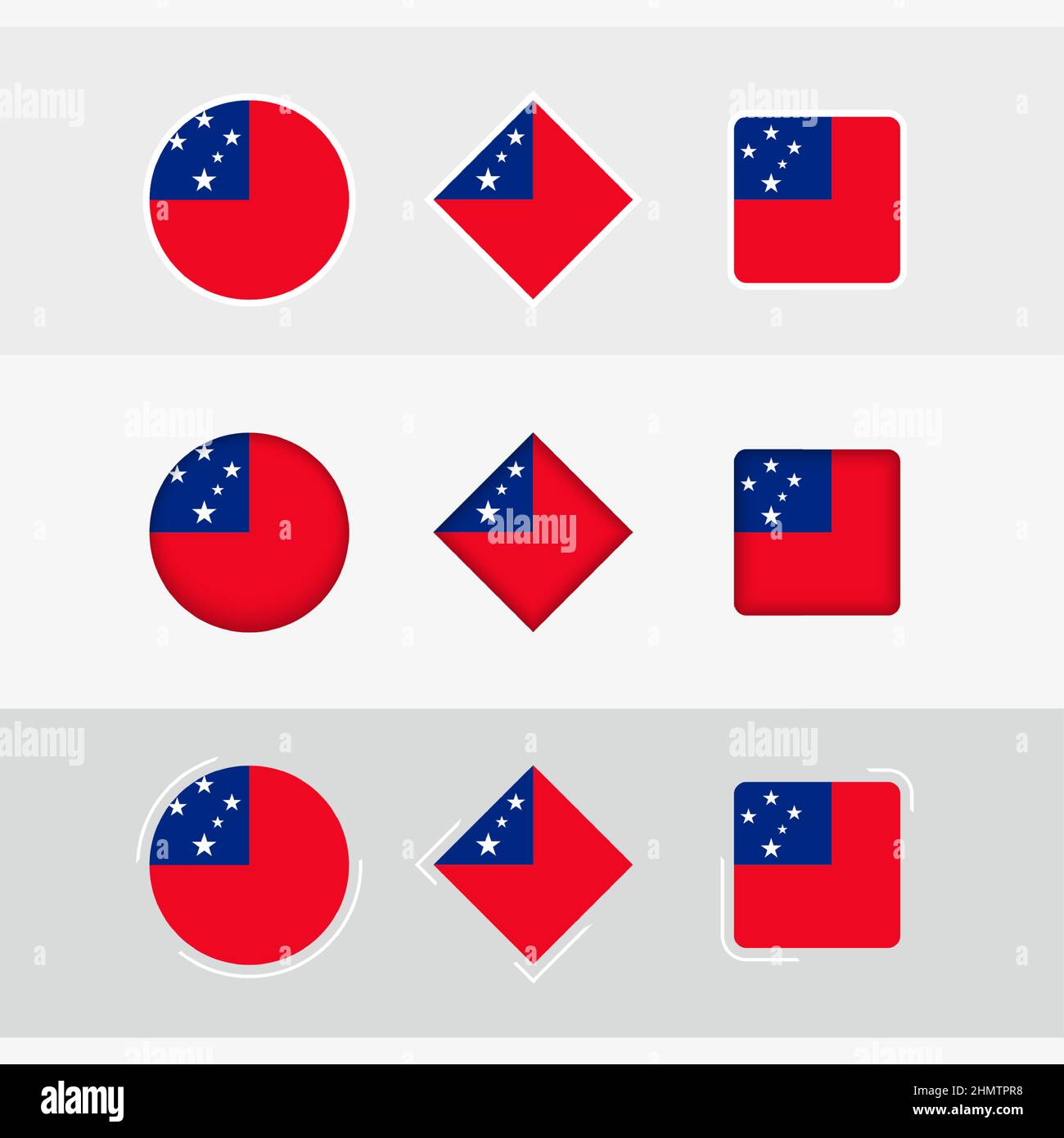 Samoa flag icons set, vector flag of Samoa. Three versions of icon ...