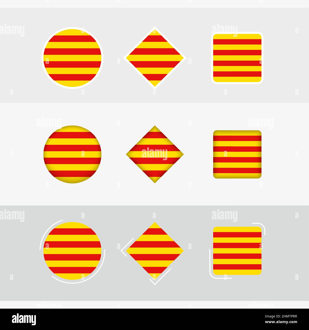 Catalonia flag icons set, vector flag of Catalonia. Three versions of ...