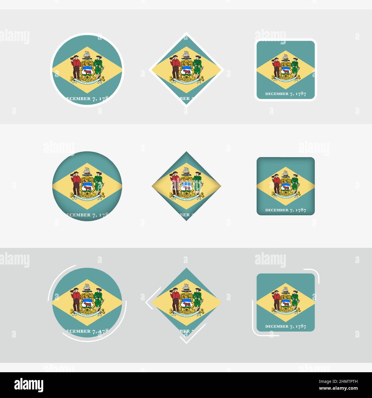 Delaware flag icons set, vector flag of Delaware. Three versions of ...