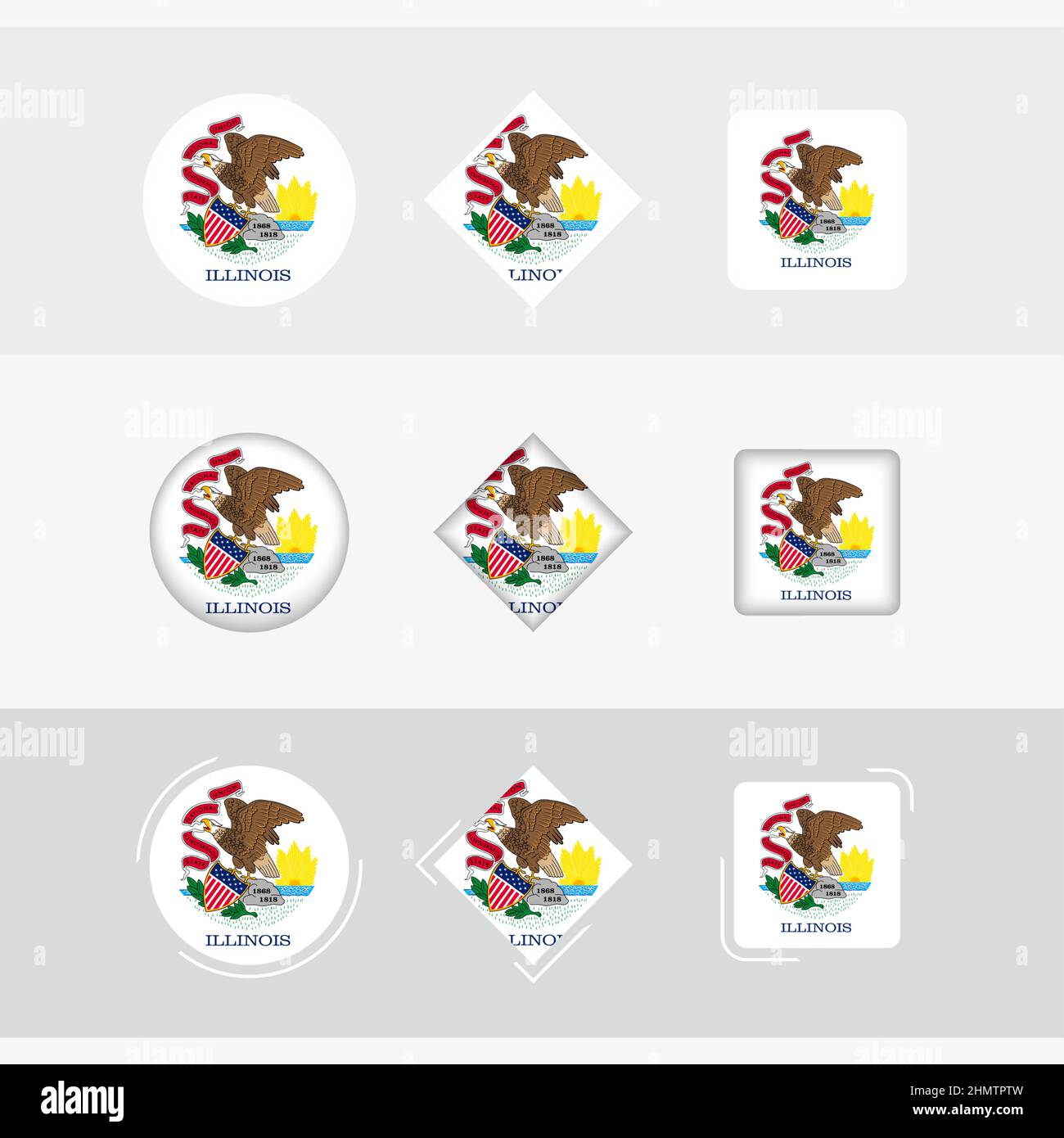 Illinois flag icons set, vector flag of Illinois. Three versions of ...