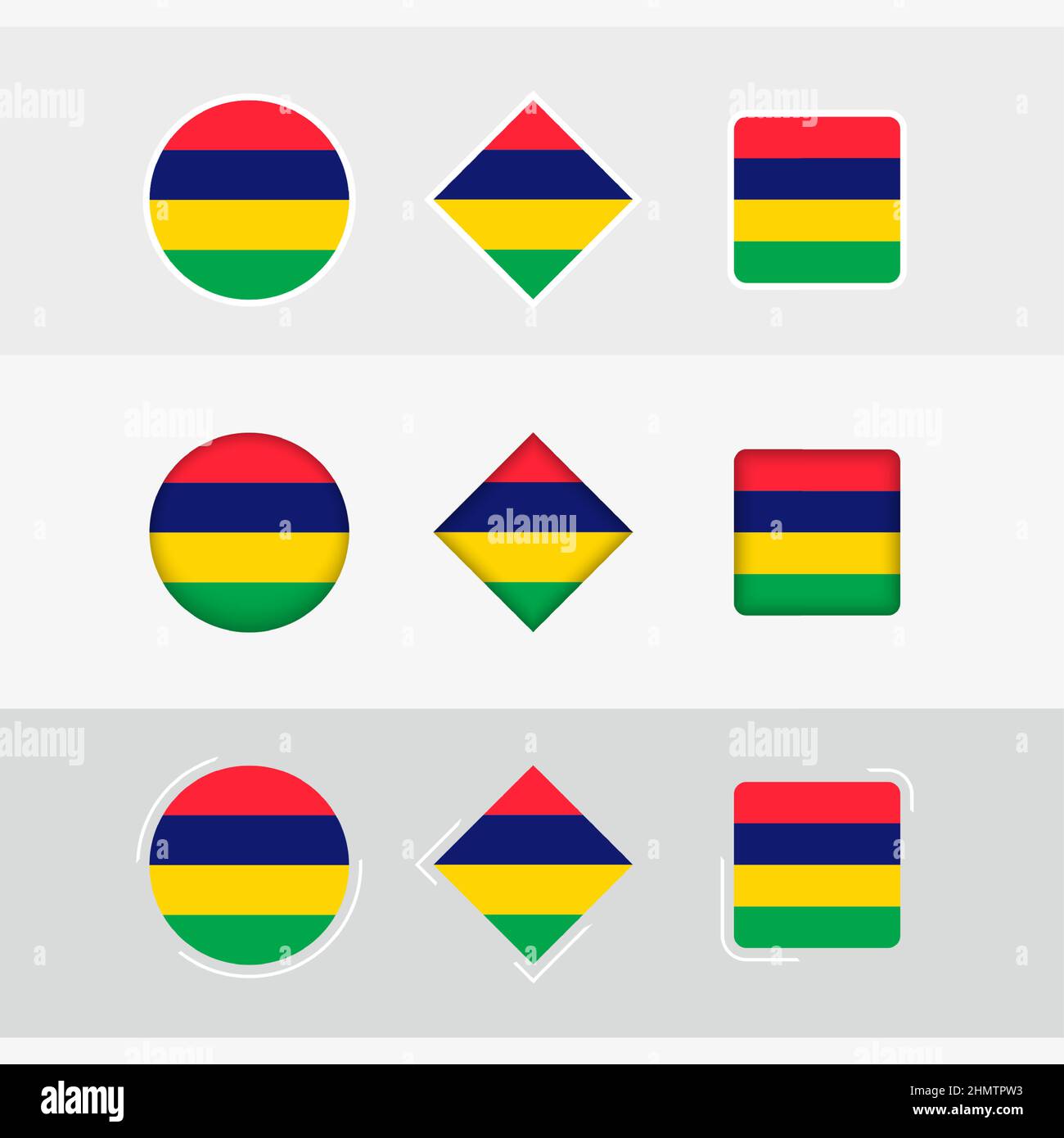 Mauritius flag icons set, vector flag of Mauritius. Three versions of ...