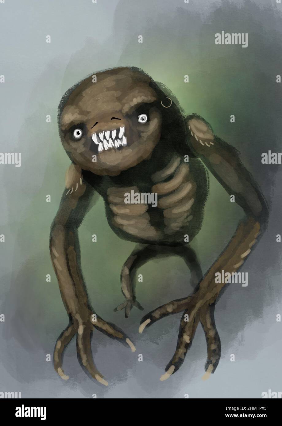 creepy monster illustration art Stock Photo - Alamy