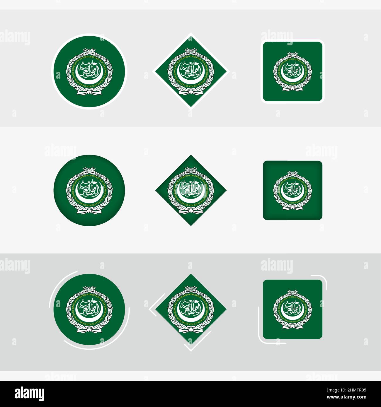 Arab League flag icons set, vector flag of Arab League. Three versions ...
