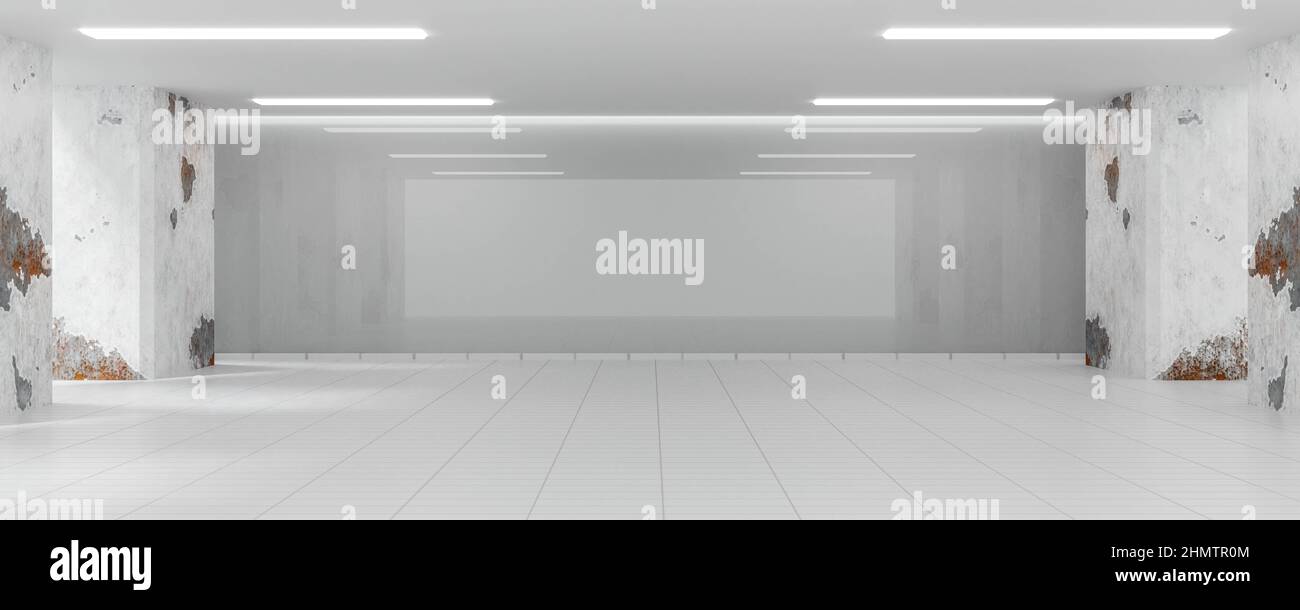 empty white production hall laboratory science lab technology with ...