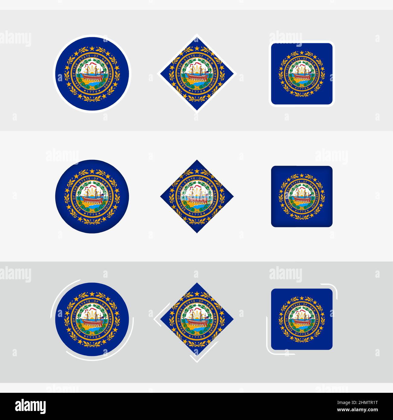 New Hampshire flag icons set, vector flag of New Hampshire. Three ...