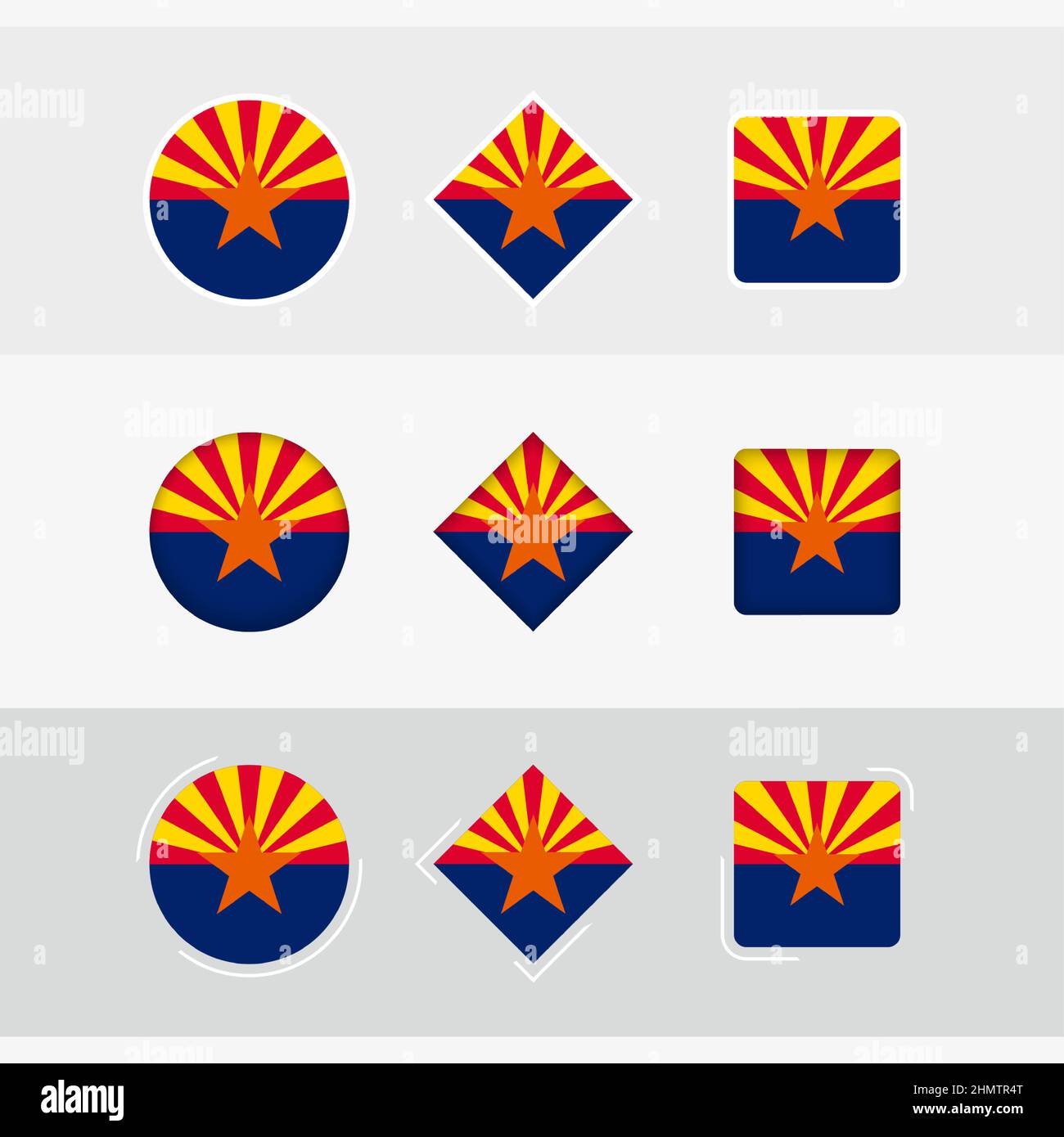 Arizona flag icons set, vector flag of Arizona. Three versions of icon ...