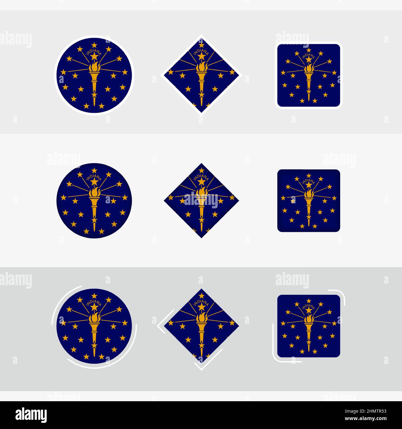 Indiana flag icons set, vector flag of Indiana. Three versions of icon ...