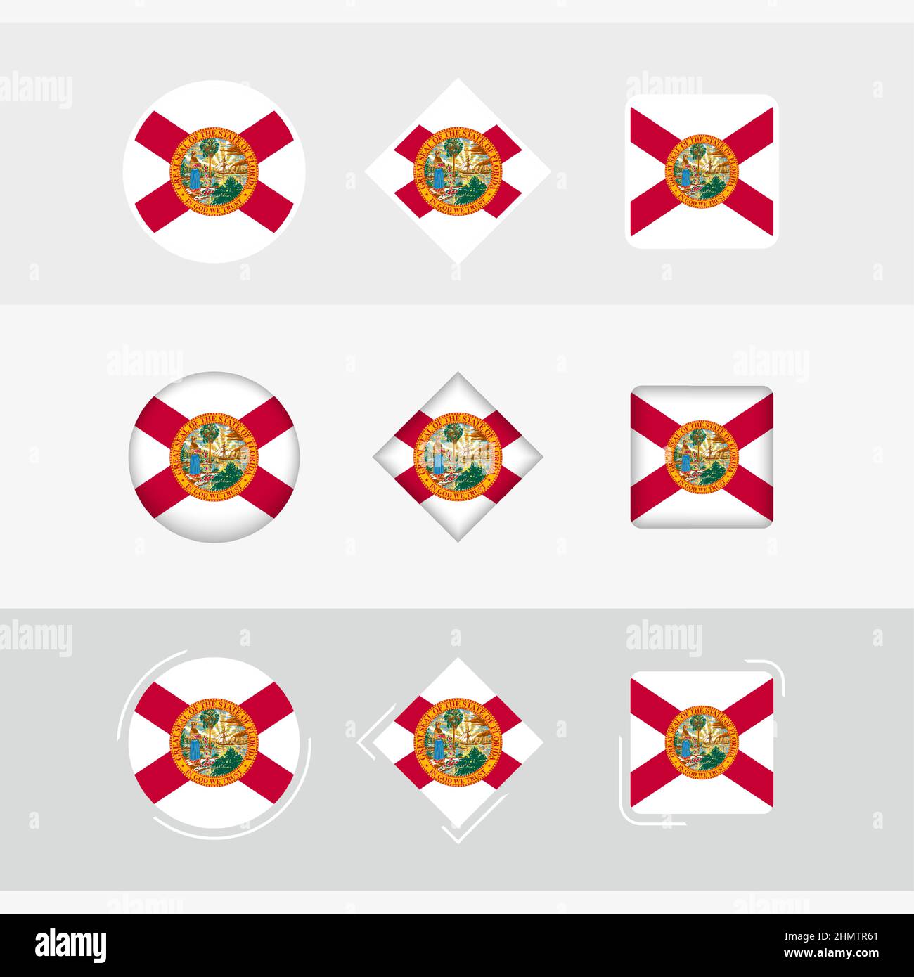 Florida flag icons set, vector flag of Florida. Three versions of icon ...