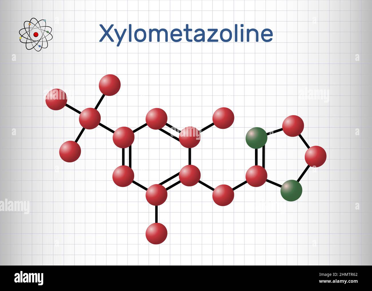 Xylometazoline, xylomethazoline molecule. It is used for the treatment ...