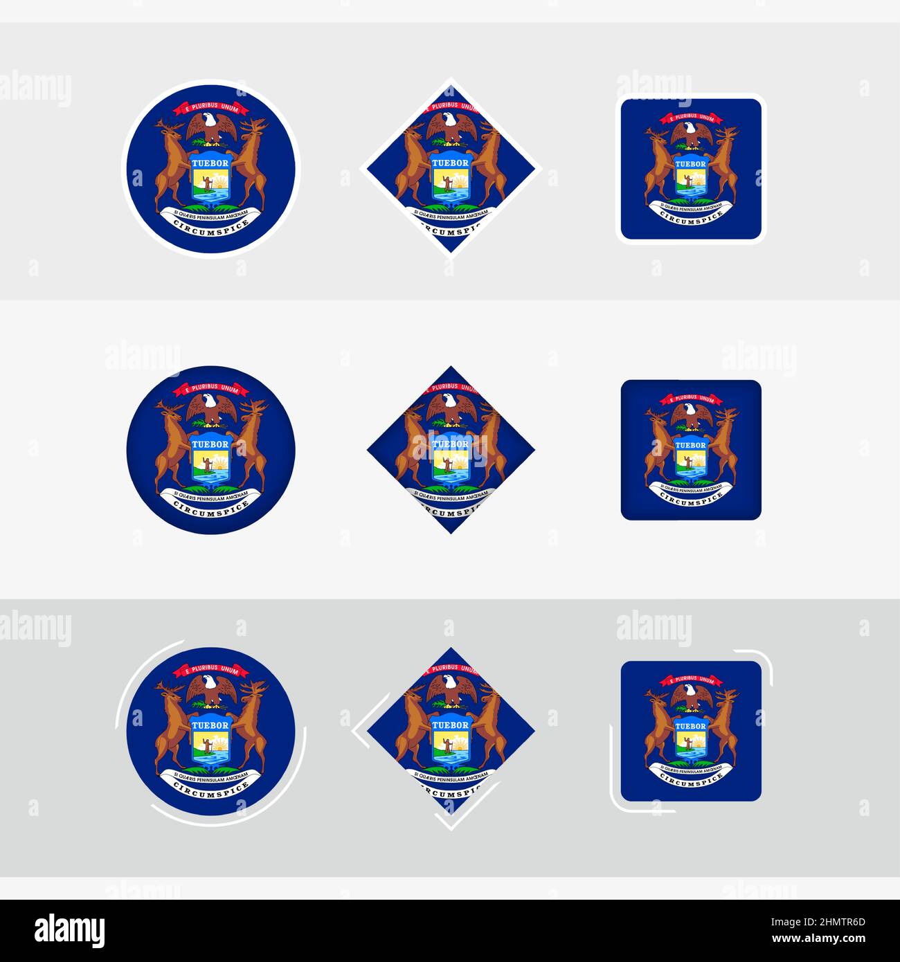 Michigan flag icons set, vector flag of Michigan. Three versions of ...