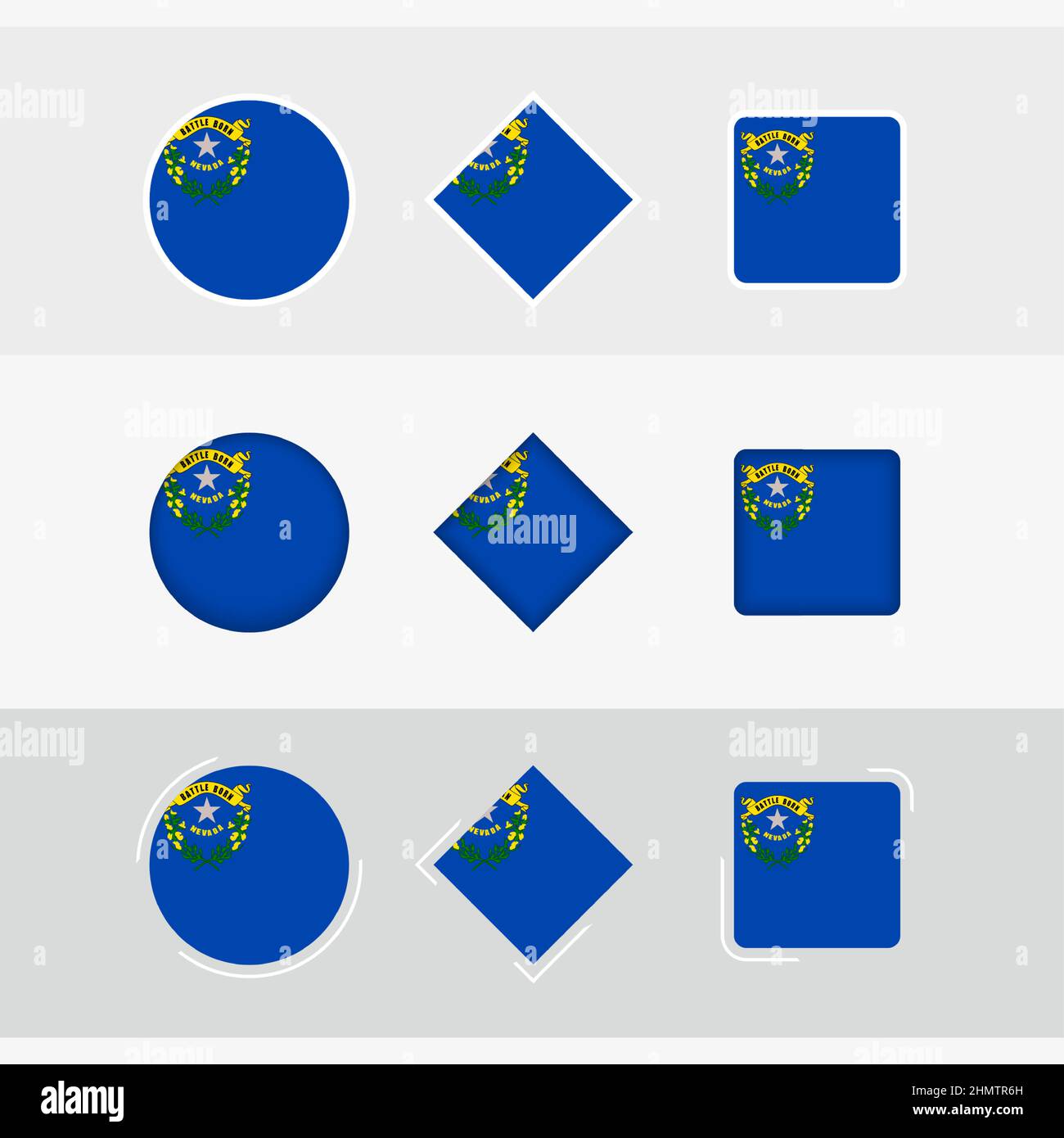Nevada flag icons set, vector flag of Nevada. Three versions of icon ...