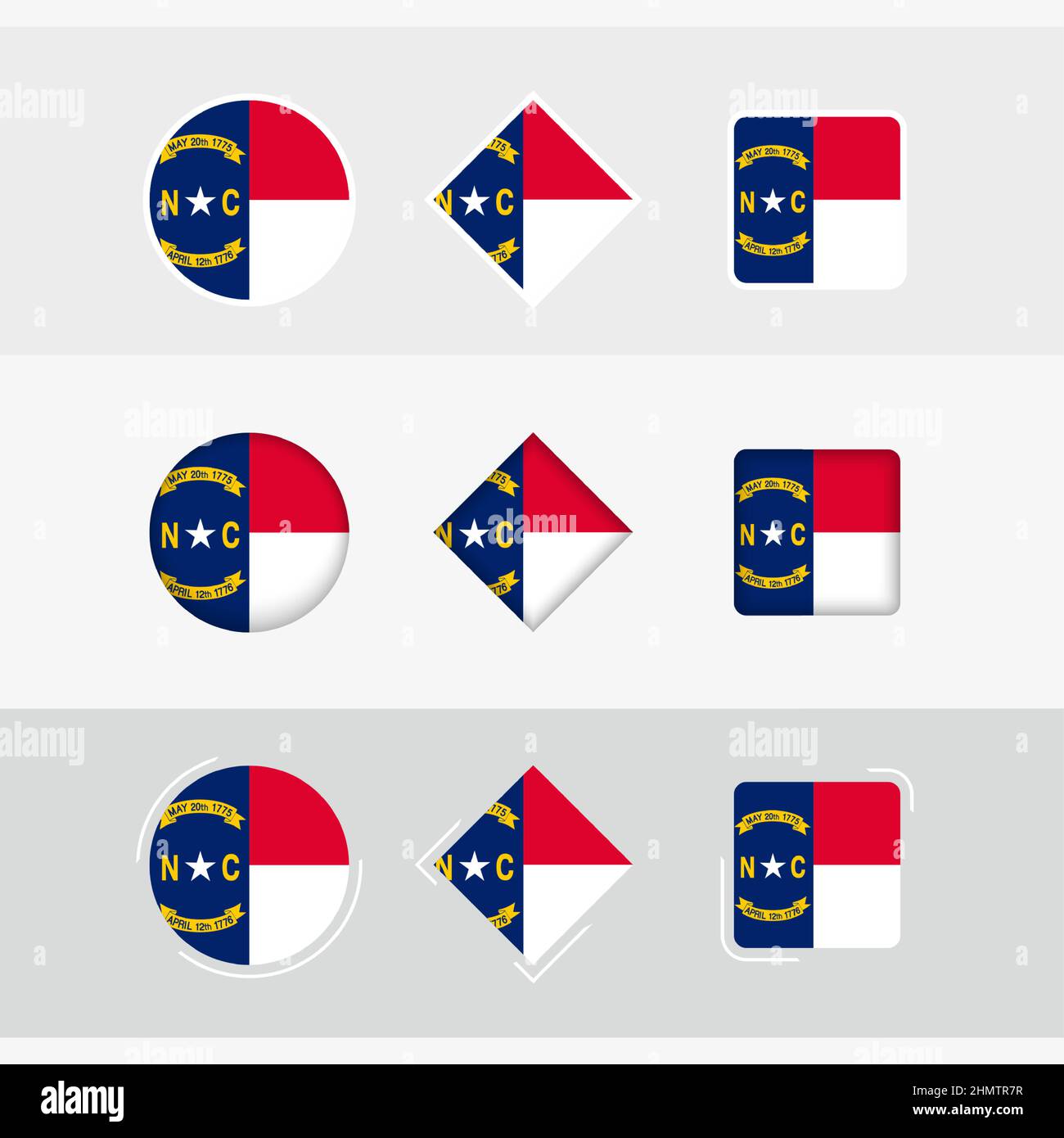 North Carolina flag icons set, vector flag of North Carolina. Three ...