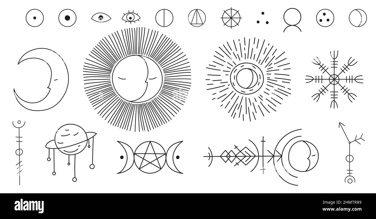 A large set of various magical symbols and signs. Esoteric elements ...
