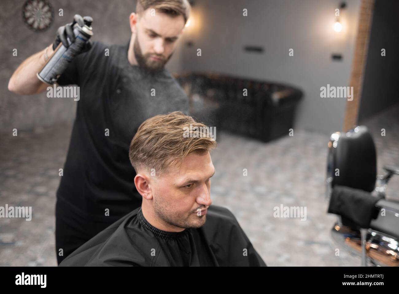 Male barber client barbershop using hi-res stock photography and images ...