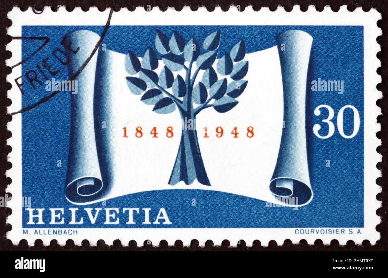 SWITZERLAND - CIRCA 1948: a stamp printed in Switzerland shows Symbol ...