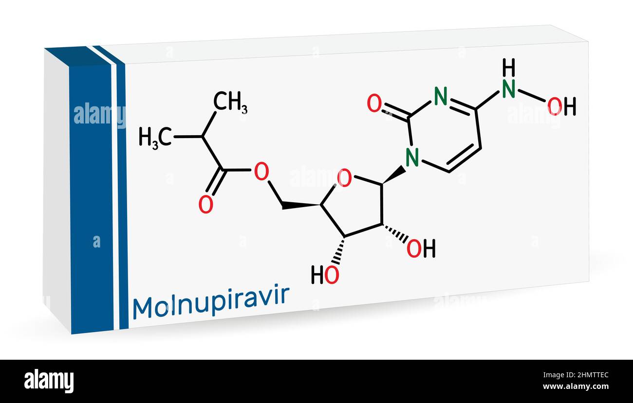 Molnupiravir molecule. It is antiviral medication, anti coronaviral ...