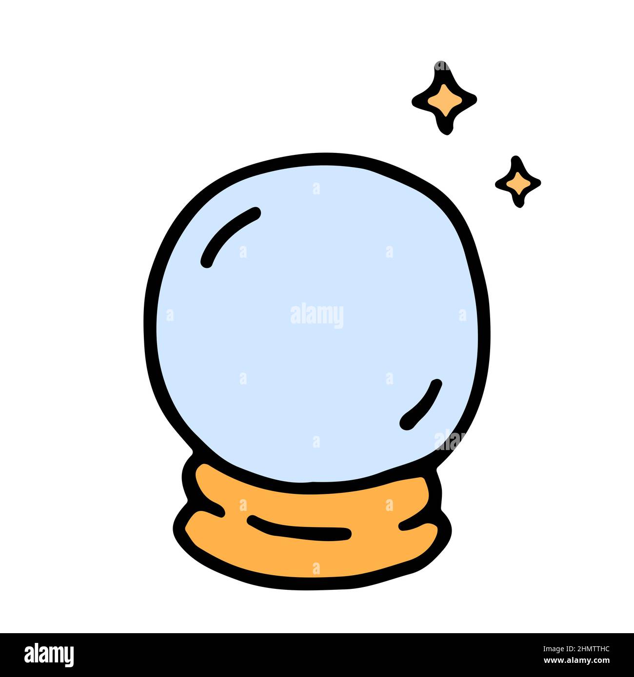 Magic ball icon in doodle style. Hand drawn crystal ball. Vector ...