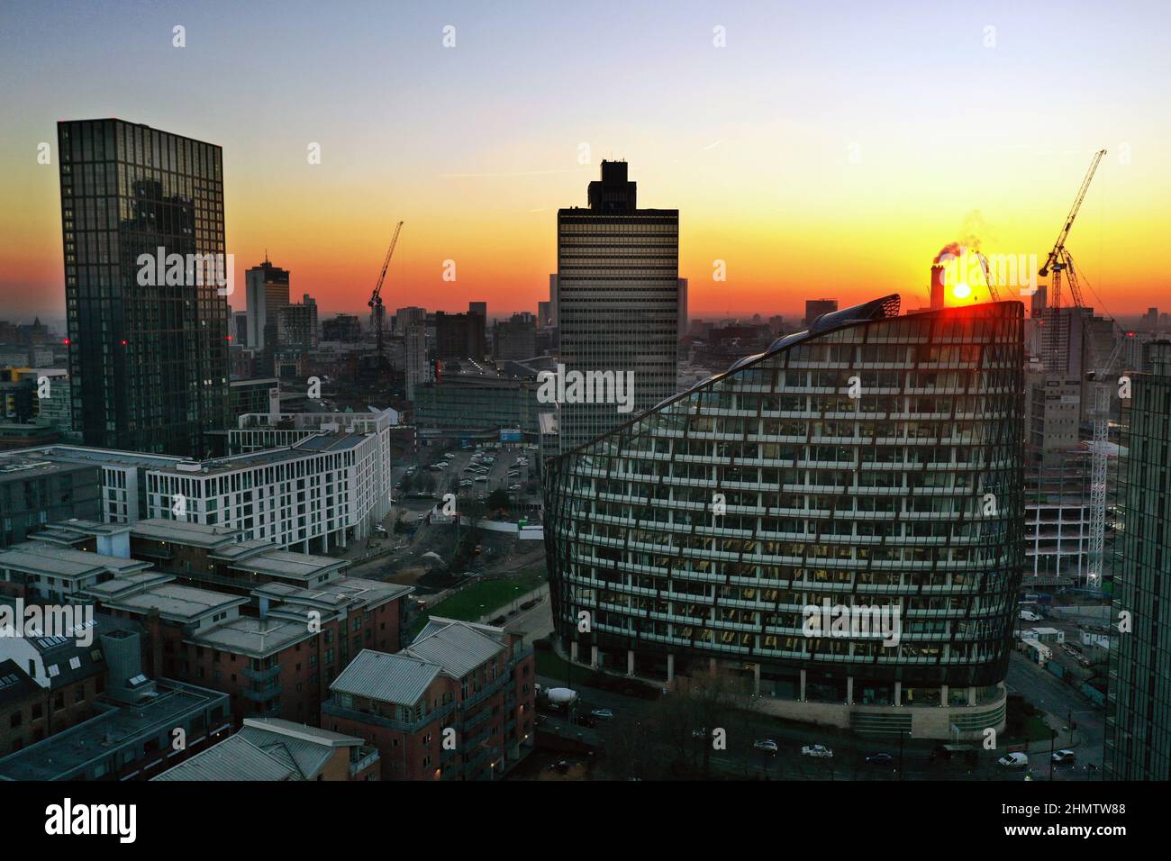 Aerial View of Sunset in Manchester, UK Stock Photo - Alamy