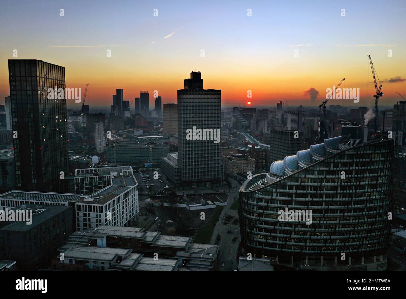 Aerial View of Sunset in Manchester, UK Stock Photo - Alamy