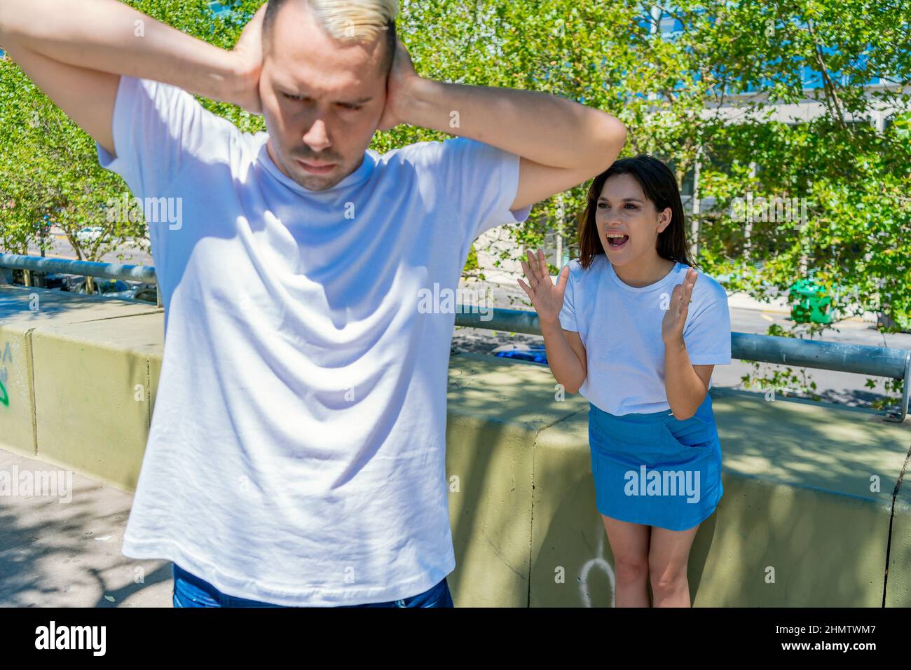 Two angry people back to back hi-res stock photography and images - Alamy
