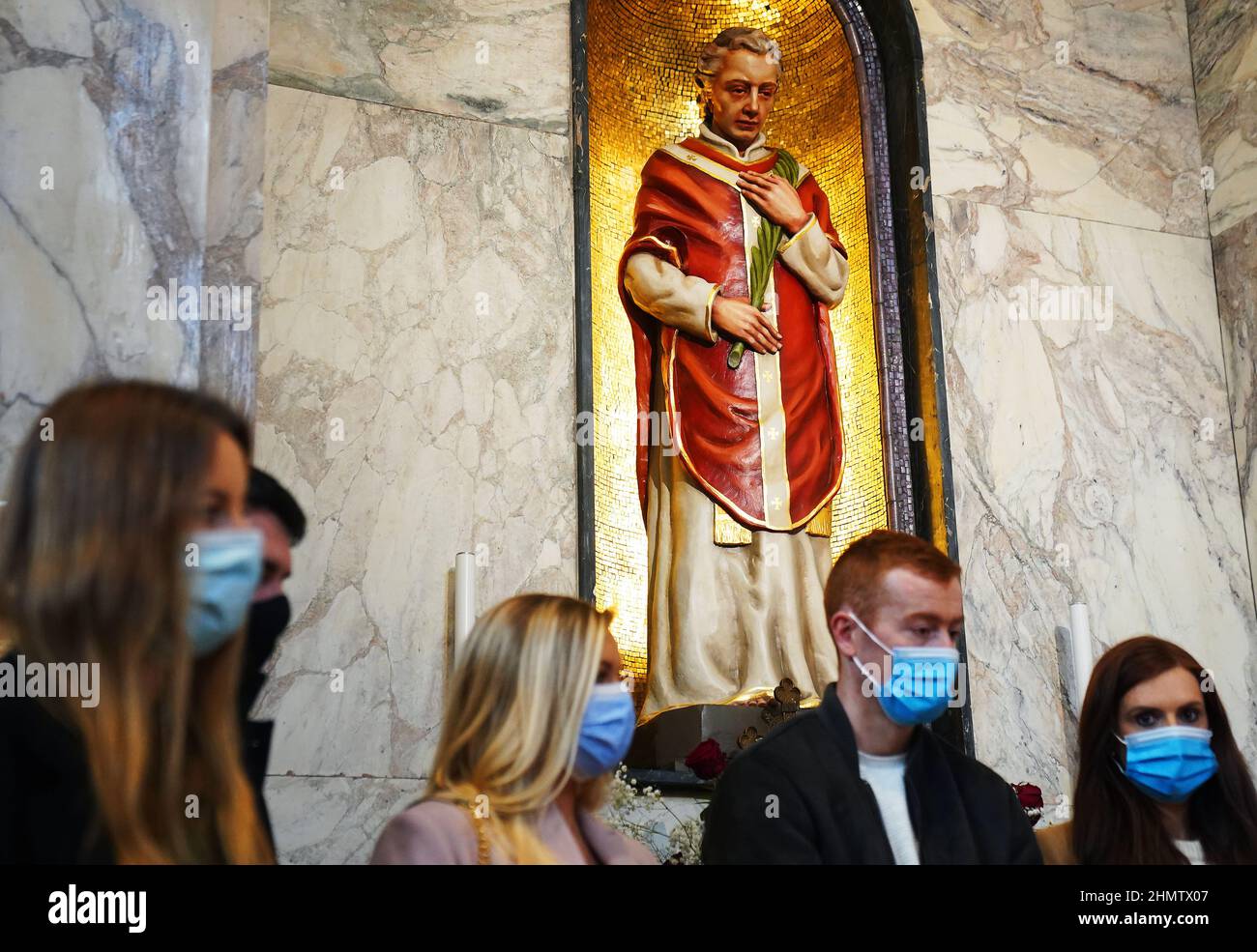 Engaged couples take part in a blessing at the Shrine of the Saint ...