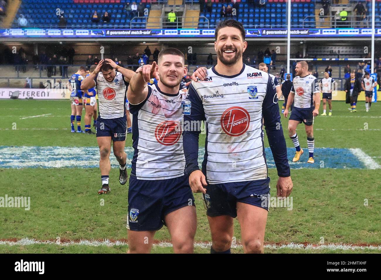 Danny Walker #16 of Warrington Wolves and Gareth Widdop #6 of ...